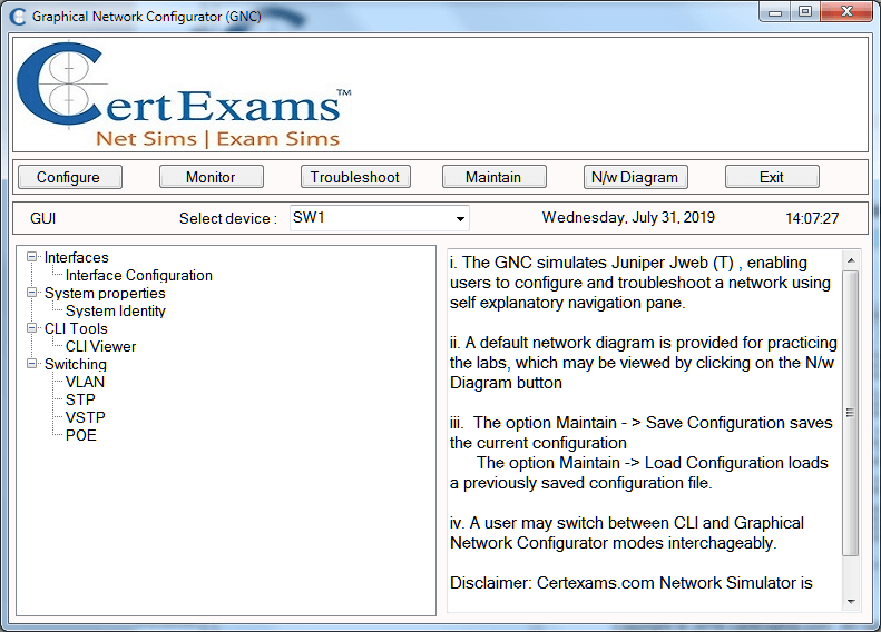 Cert-Ex™ Switch Network Simulator for Juniper/Cisco Download