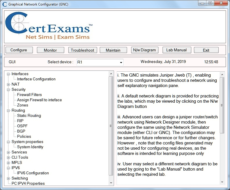Cert-Ex™ Network Simulator w/ Designer for Juniper Download
